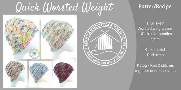 Quick Worsted Weight Hat knitting pattern – Log House Cottage Yarns